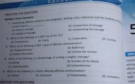 Objective Type Questionsmultiple Choice Questions1 Constructing Effective Sentences And