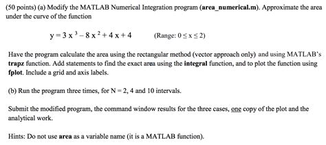 Solved 50 Points A Modify The Matlab Numerical