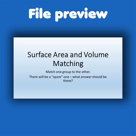 Surface Area And Volume Matching Andy Lutwyche