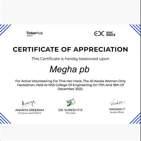 megha pb on linkedin volunteering for tink her hack held at nss