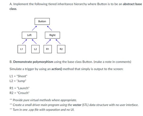 Solved A Implement The Following Tiered Inheritance