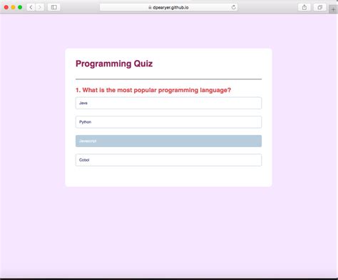 Github Dpearyer Quiz App Programming Quiz Application Created With