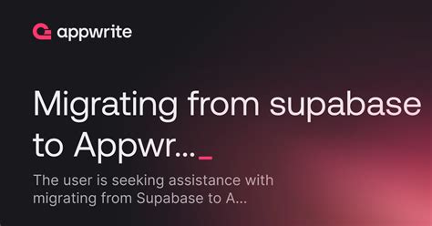 Migrating From Supabase To Appwrite Threads Appwrite