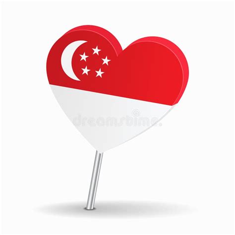 Singaporean Flag Heart Shaped Map Pointer Layout Vector Illustration