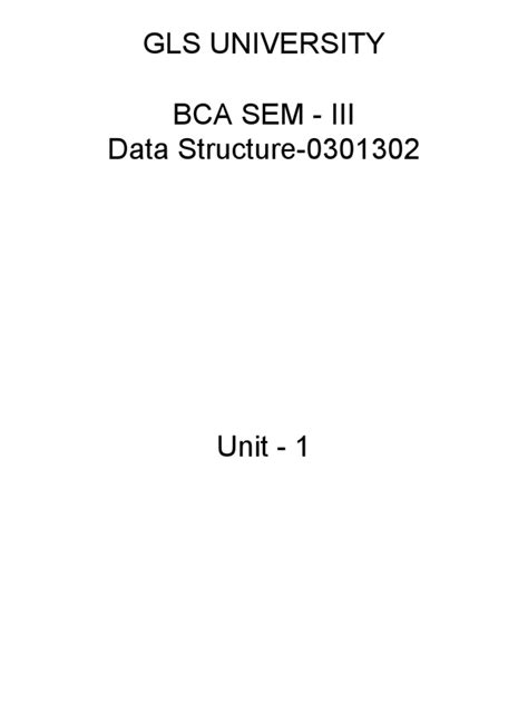 Gls University Bca Sem Iii Data Structure 0301302 Pdf Data Type Algorithms