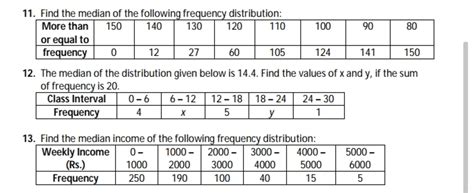 11 Find The Median Of The Following Frequency Distribution Begin{tabul