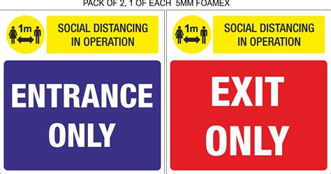 Buy Exit Entrance Only Retail Customer Traffic One Way Metre Social Distancing Signs