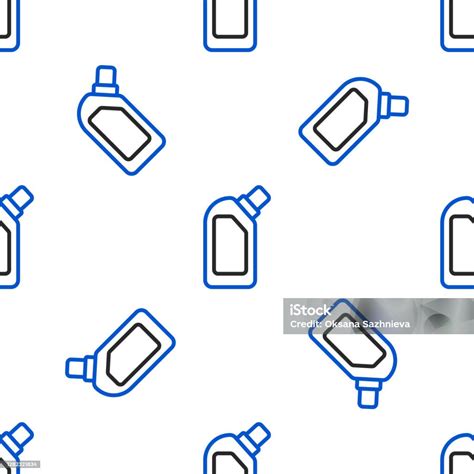 액체 세탁 세제 표백제 식기 세척액 또는 흰색 배경에 다른 청소 제 아이콘 절연 매끄러운 패턴을위한 라인 플라스틱 병 다채로운
