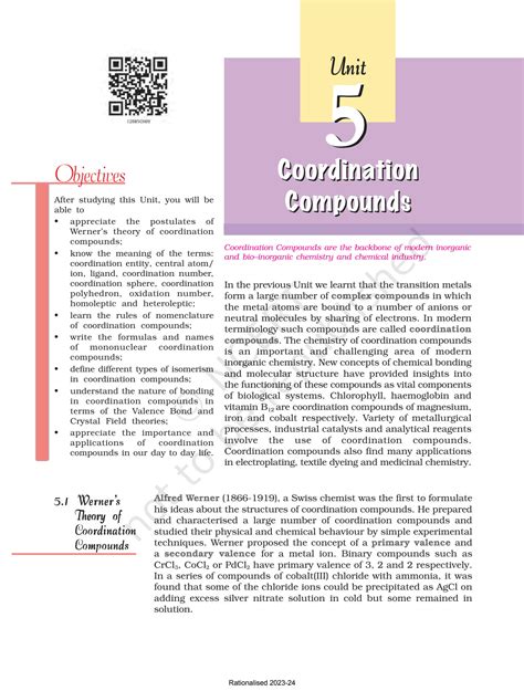 Solution Class 12th Chemistry Unit Coordination Compund Ncert Pdf