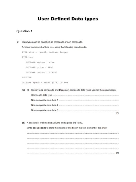 User Defined Data Types 1 Pdf