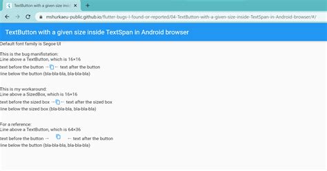 Mobile Web Ios Android Textbutton With A Given Size Inside Textspan