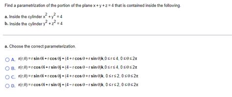 Solved Find A Parametrization Of The Portion Of The Plane Chegg Com