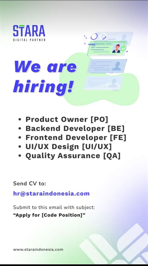 Stara Indonesia On Linkedin Hiring Productowner Frontenddeveloper Backenddeveloper Uiux