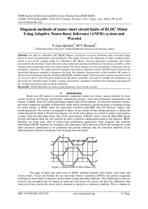 Pdf Diagnosis Methods Of Stator Short Circuit Faults Of Bldc Motor