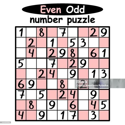 Evenodd Number Puzzle For Beginners Vector Illustration Stock
