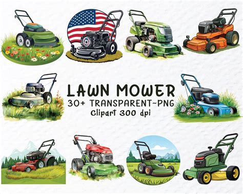 Watercolor Lawn Mower Png Clipart Bundle Lawn Mower Png File Vehicle