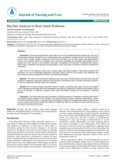 Pdf Big Data Analytics In Heart Attack Prediction