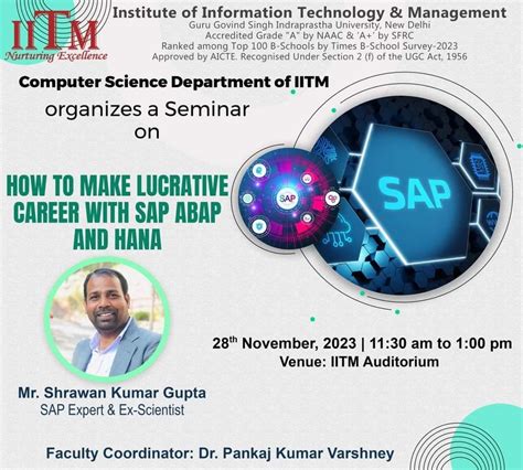 The Computer Science Department Of Iitm Is Organizing A Seminar On “how To Make Lucrative Career