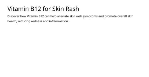 Vitamin B12 For Skin Rash Meds Is