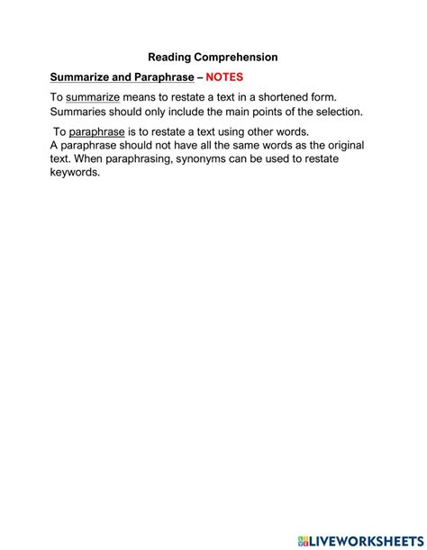 Reading Compreh Free Interactive Worksheets 6922638