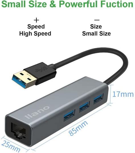 Llano Usb To Ethernet Adapter 3 Port Usb 3 0 Hub With Rj45 10 100 1000 Gigabit Ethernet Adapter