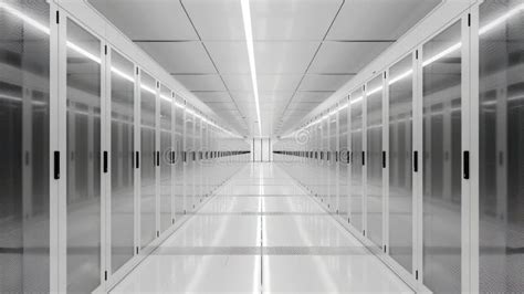 horizontal layout of a data center with rows stock illustration