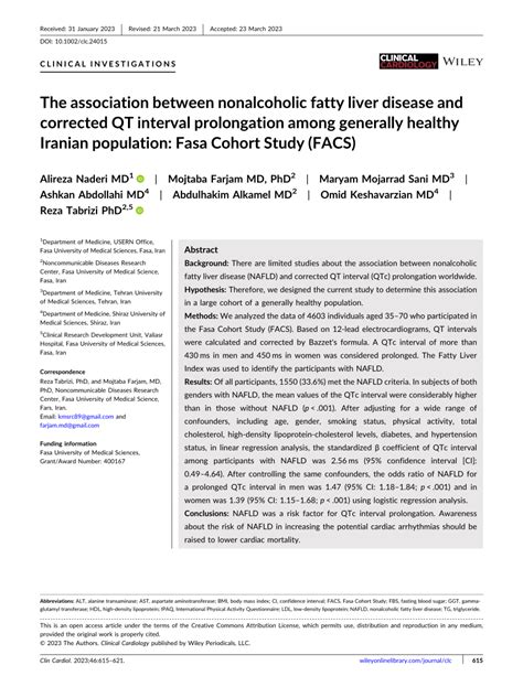 Pdf The Association Between Nonalcoholic Fatty Liver Disease And Corrected Qt Interval