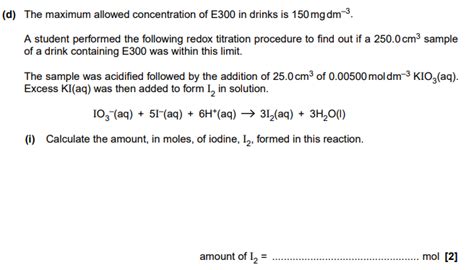 Gcse Chemistry Titration Calculations Worked Examples Redox Titration