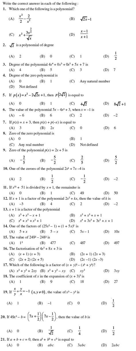 Grade 9 Maths Polynomials