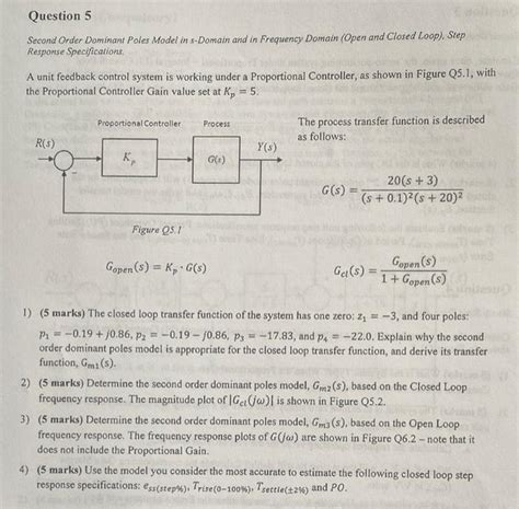 Solved Question 5 Second Order Dominant Poles Model In