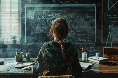 Teacher With Math Flashcards Premium Ai Generated Image