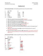 Problem Set 3S Answers Pdf Philosophy 201 Introduction To Formal Logic Michael Goldsby Spring