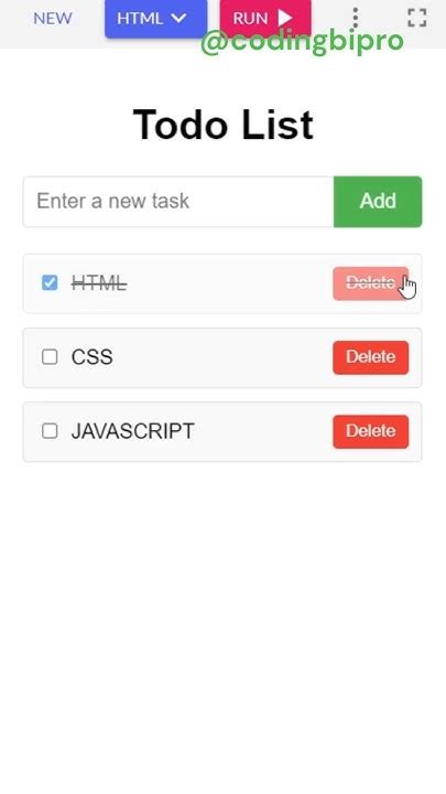 todo list html css codingbipro youtube