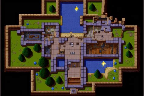 Premium AI Image Pixel Art Fantasy RPG Game Map Top View Background