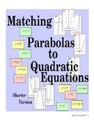 Matching Graphs Quadratic Equations Activity Teacher Idea