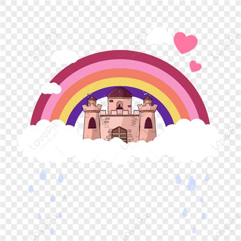 무지개 성 흰 구름 일러스트 만화여름겨울 Png 일러스트 무료 다운로드 Lovepik