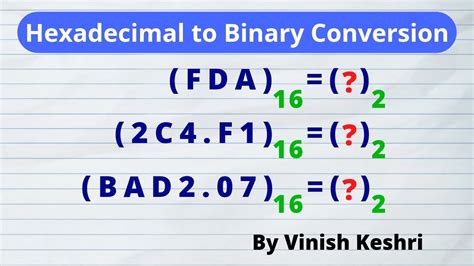 Hexadecimal To Binary Conversion Explained In Hindi Youtube