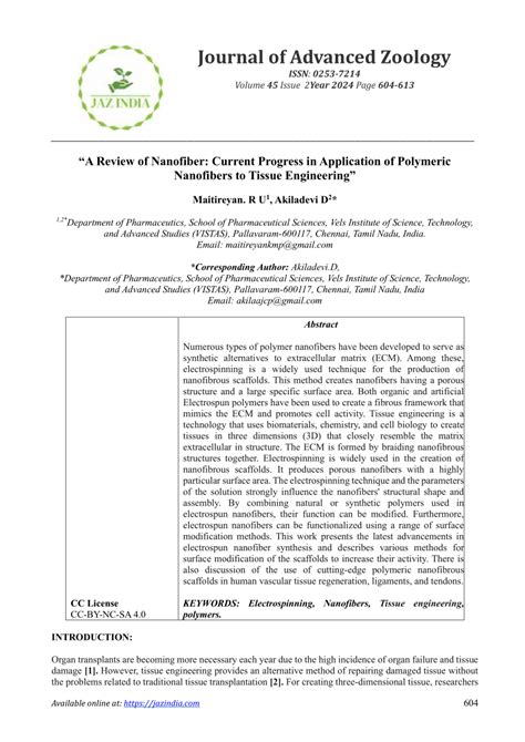 Pdf A Review Of Nanofiber Current Progress In Application Of Polymeric Nanofibers To Tissue