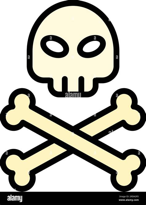 Cyber Security Skull Icon Outline Vector Stop Fraud Secure Key Color Flat Stock Vector Image