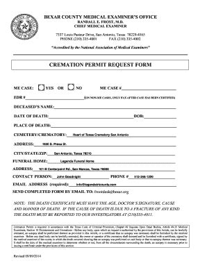 Fillable Online Bexar County ME Request Form Pdf Fax Email Print PdfFiller