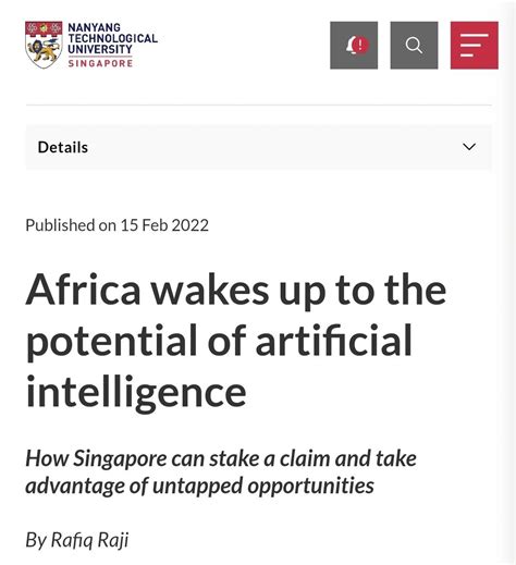 Africa Wakes Up To The Potential Of Artificial Intelligence Rafiq Raji Nanyang Business School