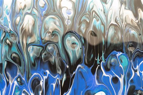 실버 크리에이티브 추상적 인 손이 그린 배경 대리석 질감 추상적 인 바다 캔버스에 아크릴 그림파란색 현대 미술 현대 미술 0명에 대한 스톡 사진 및 기타 이미지 Istock