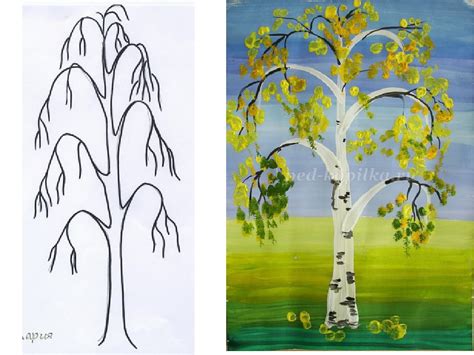 Береза как нарисовать 25 фото