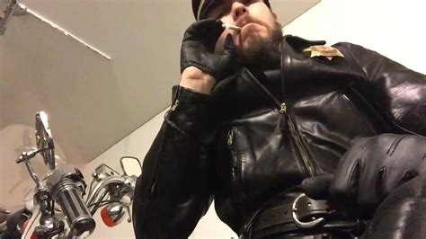 Leather Harley Cop Smoke Thisvid Com