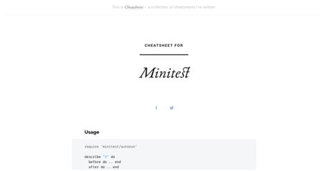 minitest cheatsheet