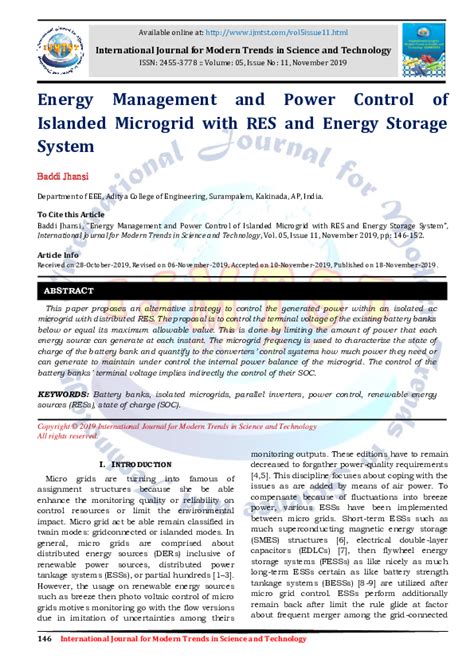 Pdf Energy Management And Power Control Of Islanded Microgrid With Res And Energy Storage System