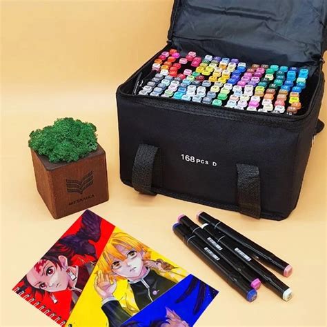 Набор двухсторонних скетч маркеров Touch Raven Art 8000 на спиртовой основе с сумкой чехлом 168