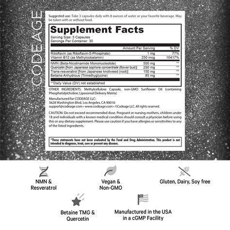Codeage Liposomal Nmn Platinum 90 Capsules 30 Servings Gnc