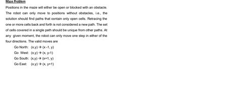 Solved Maze Problem Positions In The Maze Will Either Be