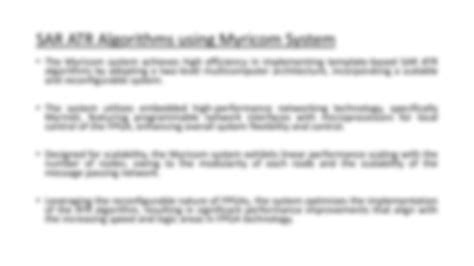 Solution Optimized Automatic Target Recognition Algorithm On Scalable Myrinet Field